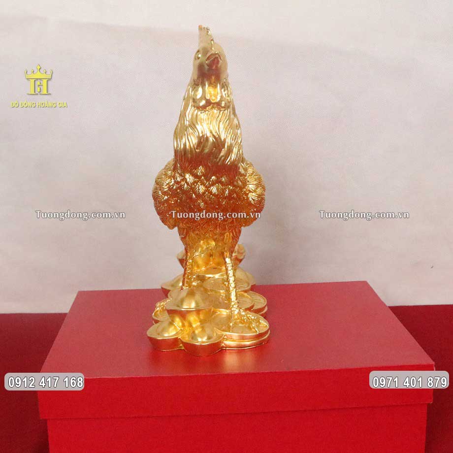 Tượng Đồng Phong Thủy Gà Dát Vàng 9999 Cao Cấp | Tượng Đồng Hoàng Gia