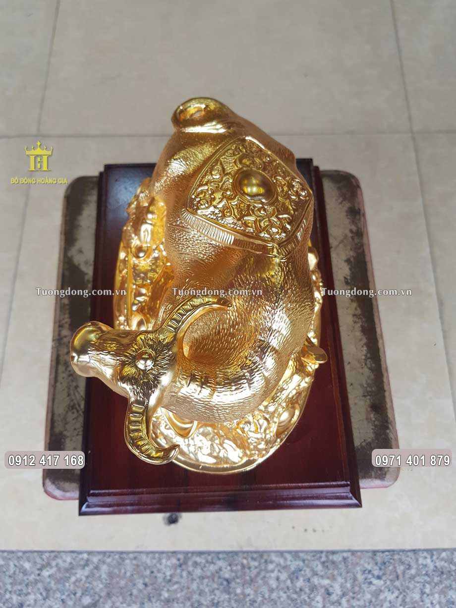 Tượng Đồng Trâu Dát Vàng 9999 Dài 25Cm | Tượng Đồng Hoàng Gia