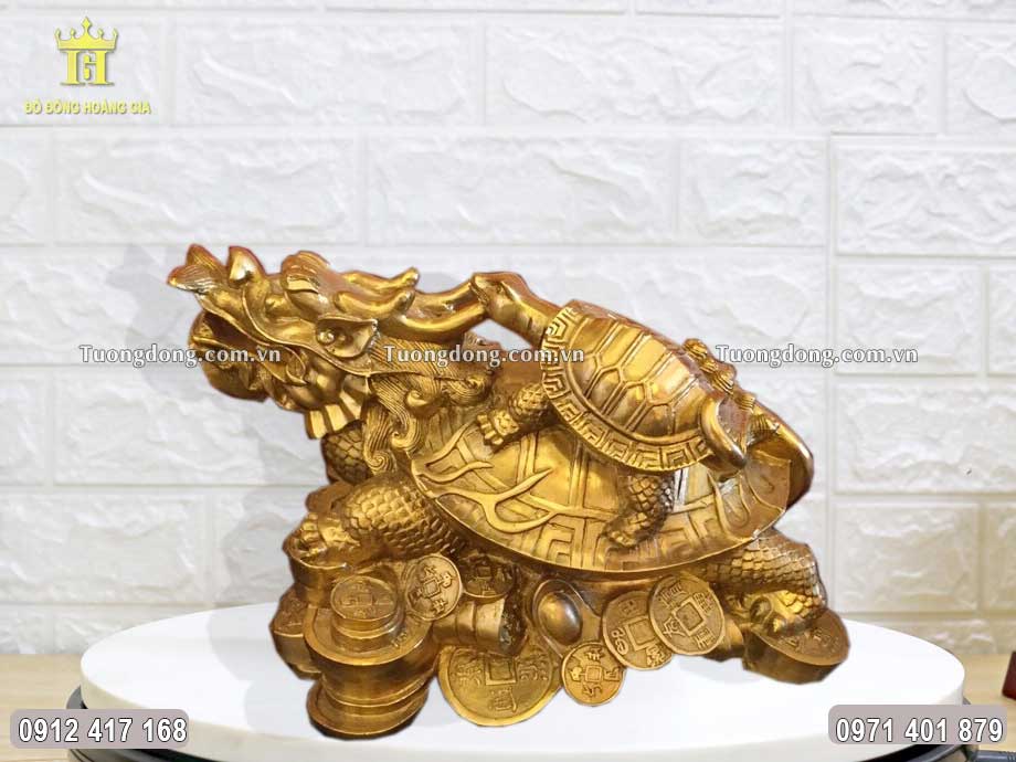 Tượng Long Quy (Rùa Đầu Rồng) Cõng Con Bằng Đồng | Tượng Đồng Hoàng Gia