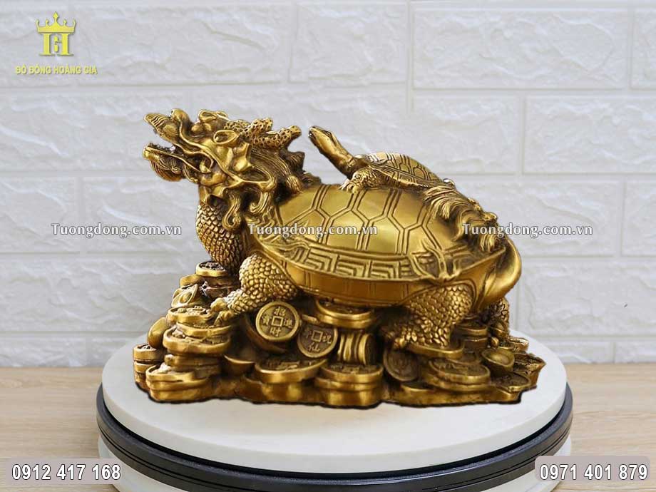 Tượng Long Quy (Rùa Đầu Rồng) Cõng Con Bằng Đồng Vàng Mẫu Đẹp | Tượng ...